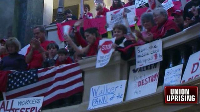 Thousands Swarm Wisconsin Capitol Protesting Budget Cuts | Fox News Video